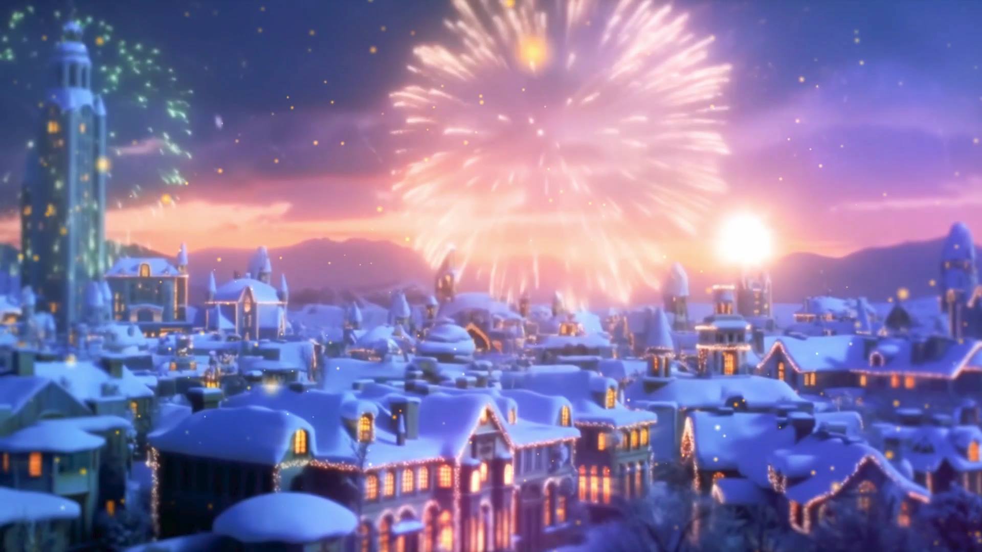 Firework in Postcard - Holiday logo animation